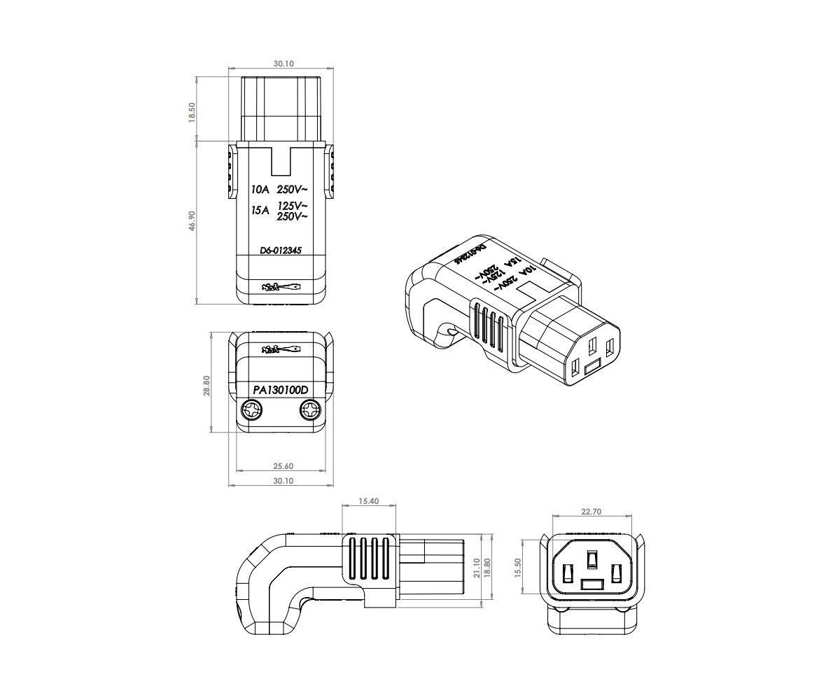 MAG-Kabel - IEC Lock IEC60320-C13 Connecteur montable - Alimentation ...