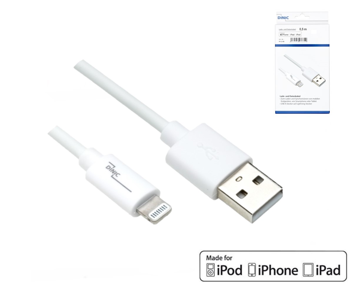 MAG-Kabel - DINIC USB-A auf Lightning Kabel 0,5m weiß (Box)
