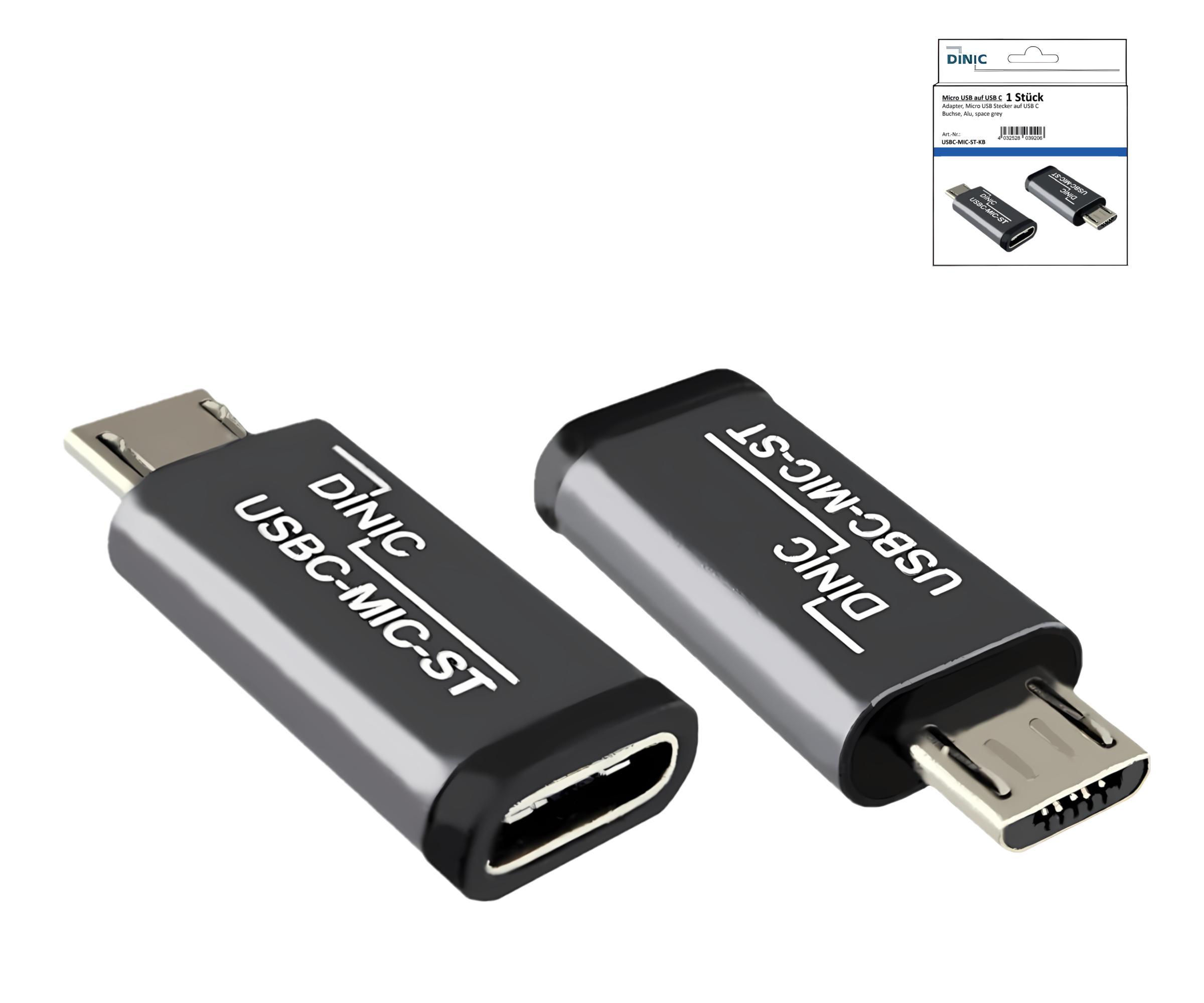 MAG-Kabel - Adapter, Micro Stecker auf USB C Buchse, Box Alu, space ...